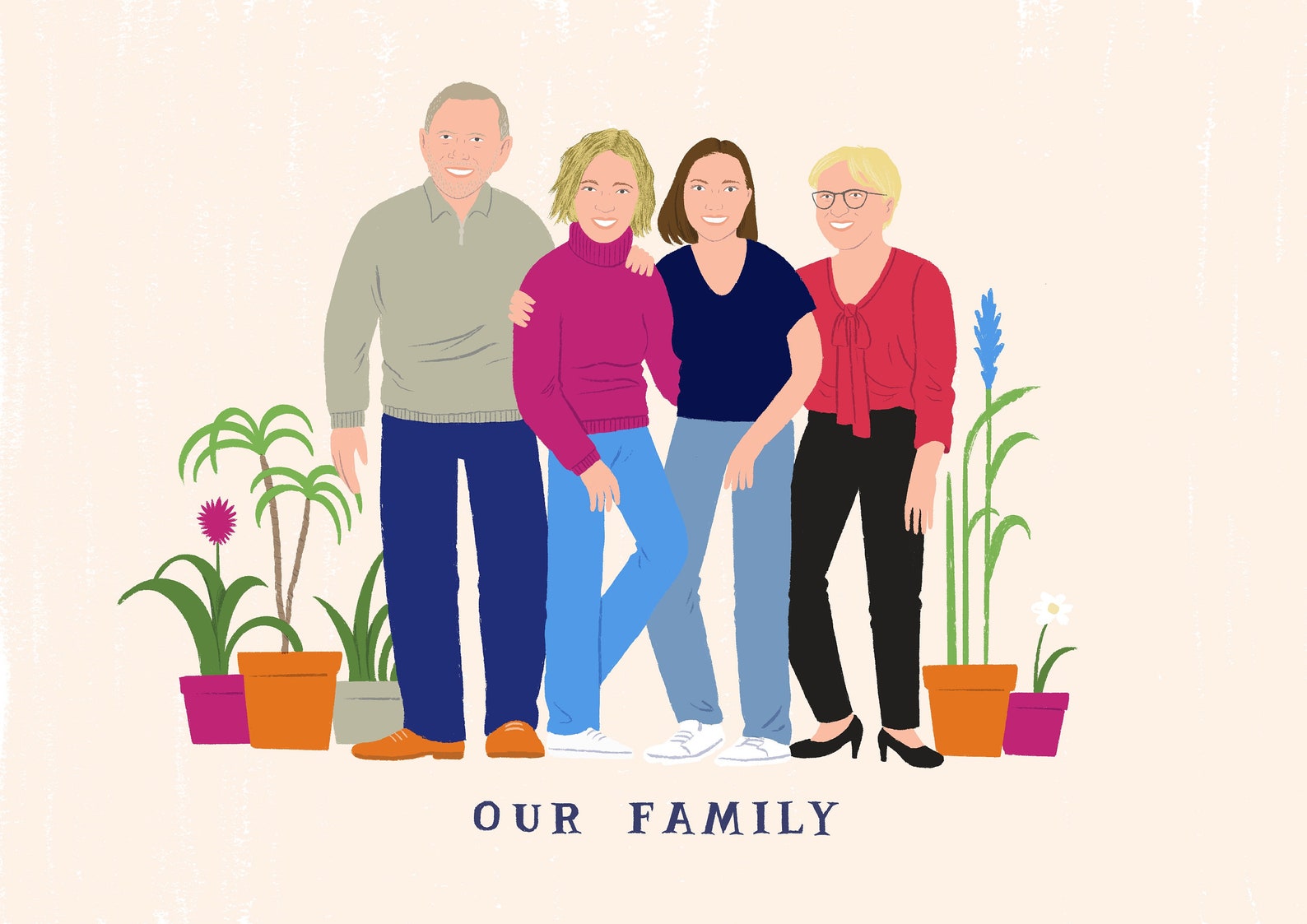 Custom Digital Family Portrait, Family Illustration, Digital Art ...