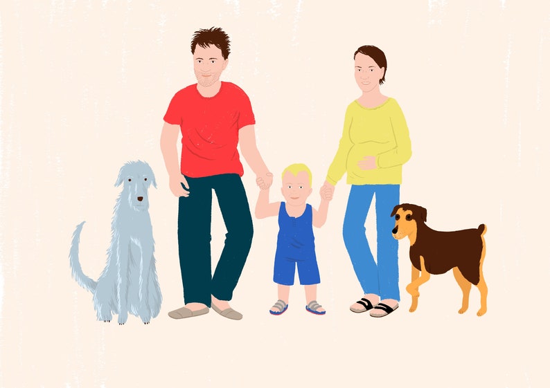 Custom Digital Family Portrait Family Illustration Digital - Etsy