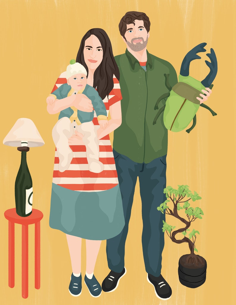 Custom Digital Family Portrait Family Illustration Digital | Etsy