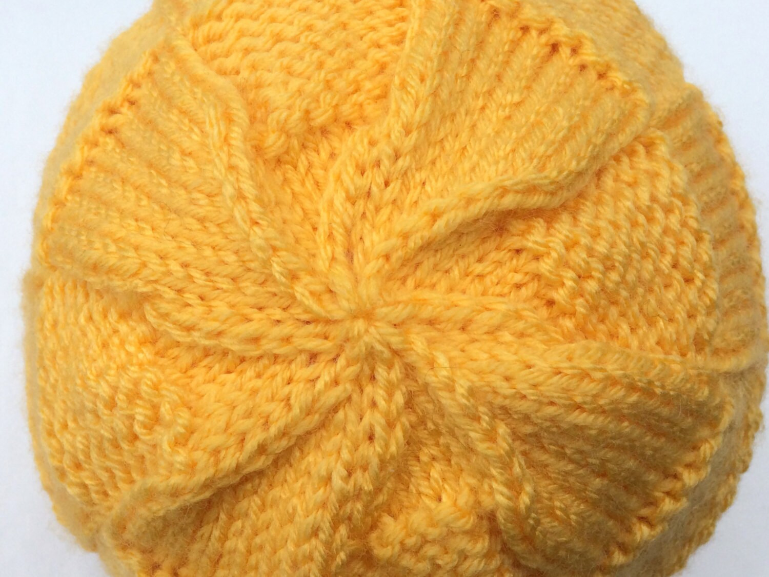 Baby Hat Yellow Knit, Kid Knit Hat With Embroidered Ladybug Basketweave ...