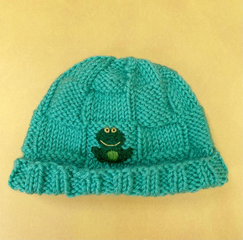 Newborn Baby Frog Knit Hat With Embroidery, 0-6 Mos. - Etsy