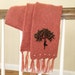Woman's Tree of Life Yoga Scarf, Mohair Scarf, Dark Pink, Hand Knit ...