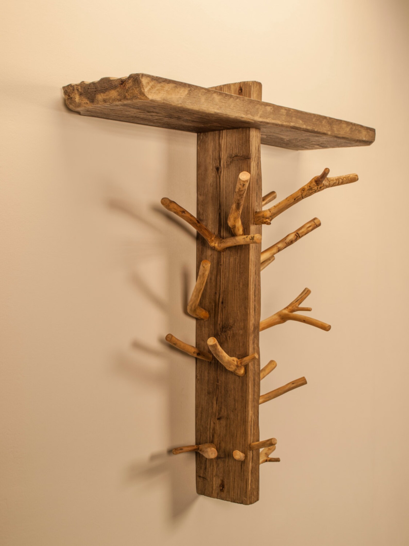Shelf With Hangers Coat Rack Wood Hanger Wood Art Coat - Etsy