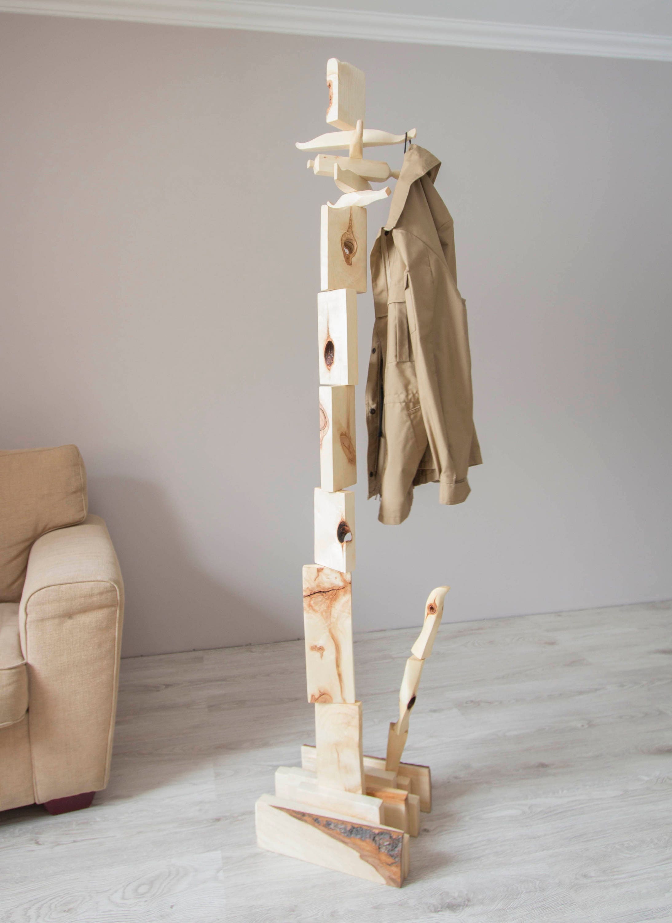 Unique coat rack Coat stand Rustic coat stand Art coat | Etsy