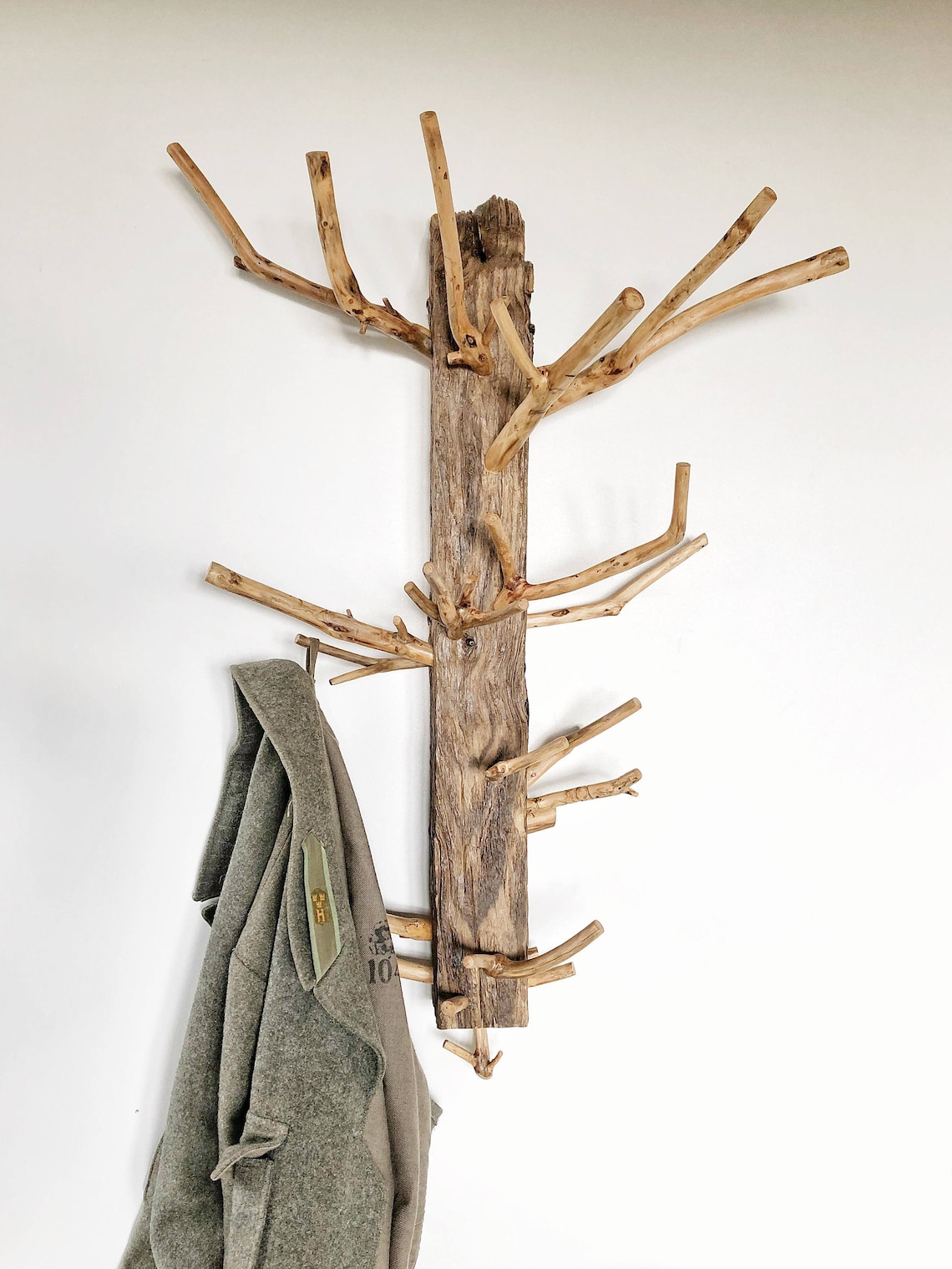 Rustic Wooden Coat Rack, Driftwood Coat Hanger, Handmade Coat Hanger ...