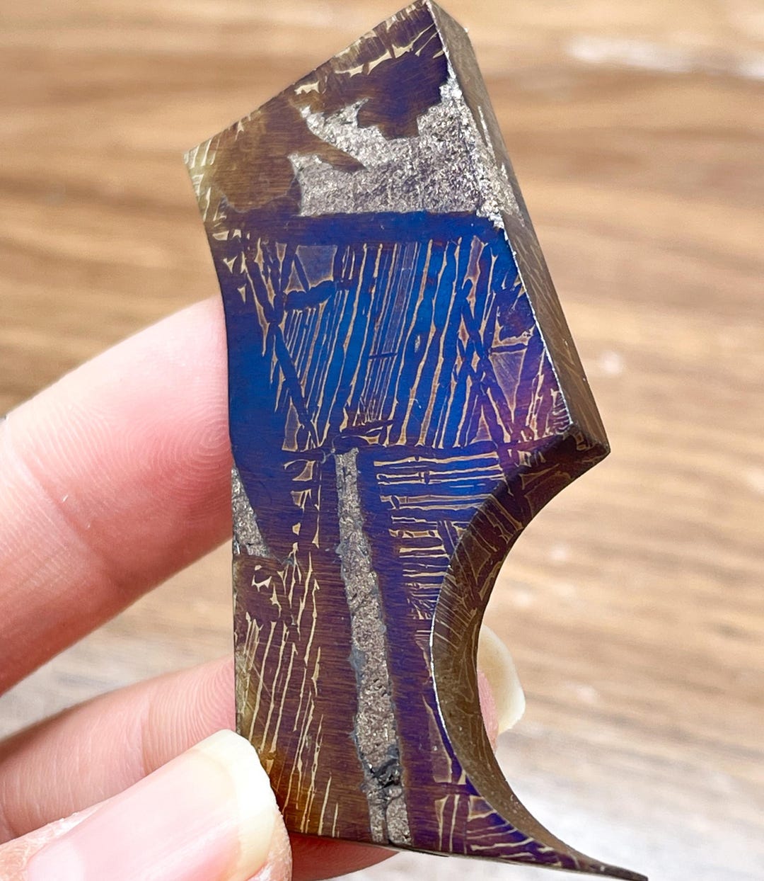 56.8g Muonionalusta Meteorite Slice, Roasted Blue Meteorite Specimen ...