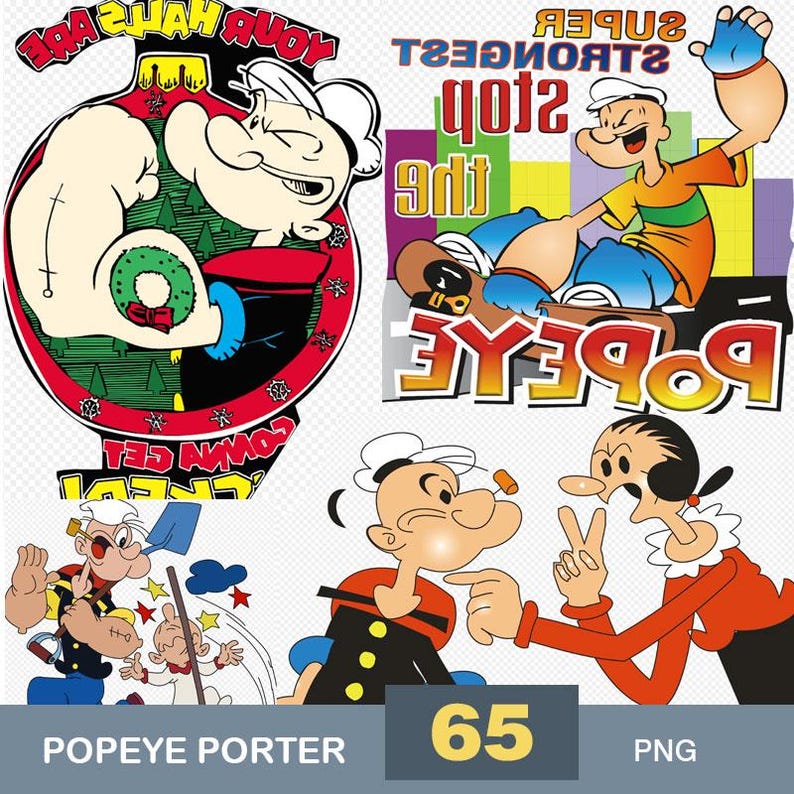 Popeye Bundle, Popeye Png, Desing, Digital Download, Cutting File ...