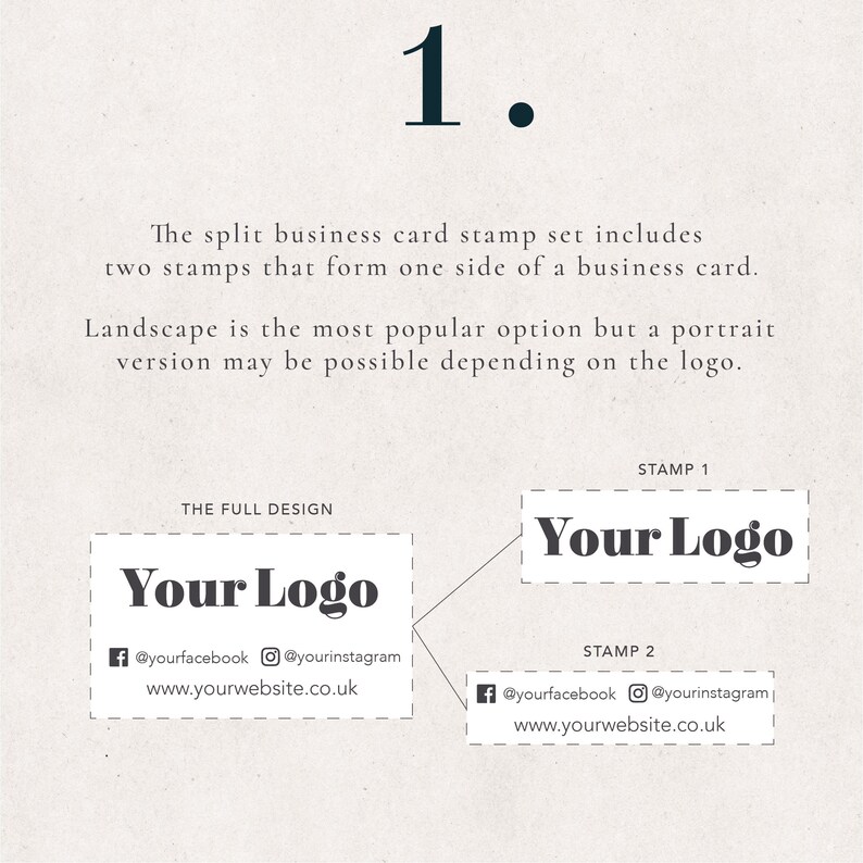 Split Business Card Stamp Set Custom Logo and Social Media - Etsy