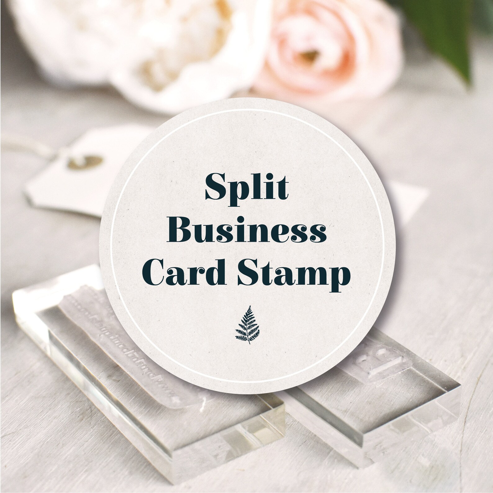 Split Business Card Stamp Set Custom Logo and Social Media - Etsy