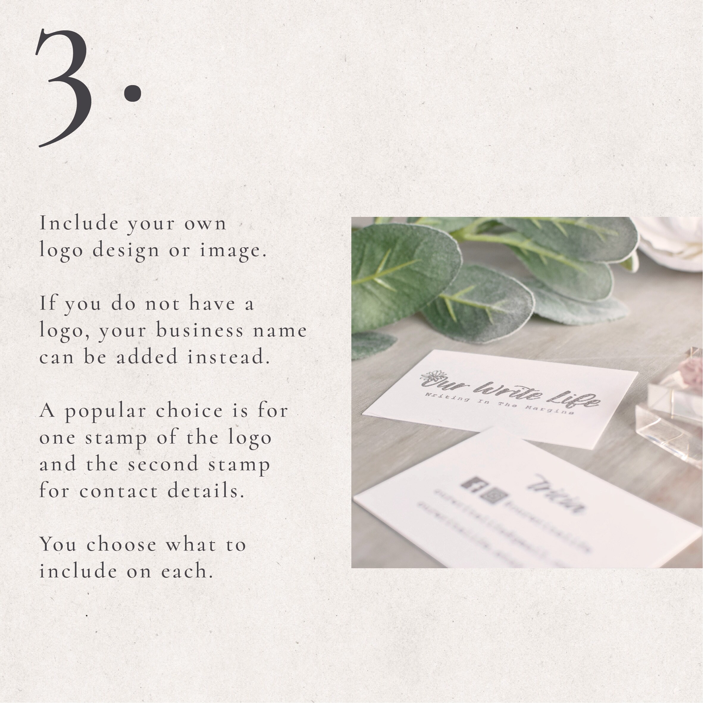 Double Business Card Stamp Set Custom Logo Stamp and Social | Etsy