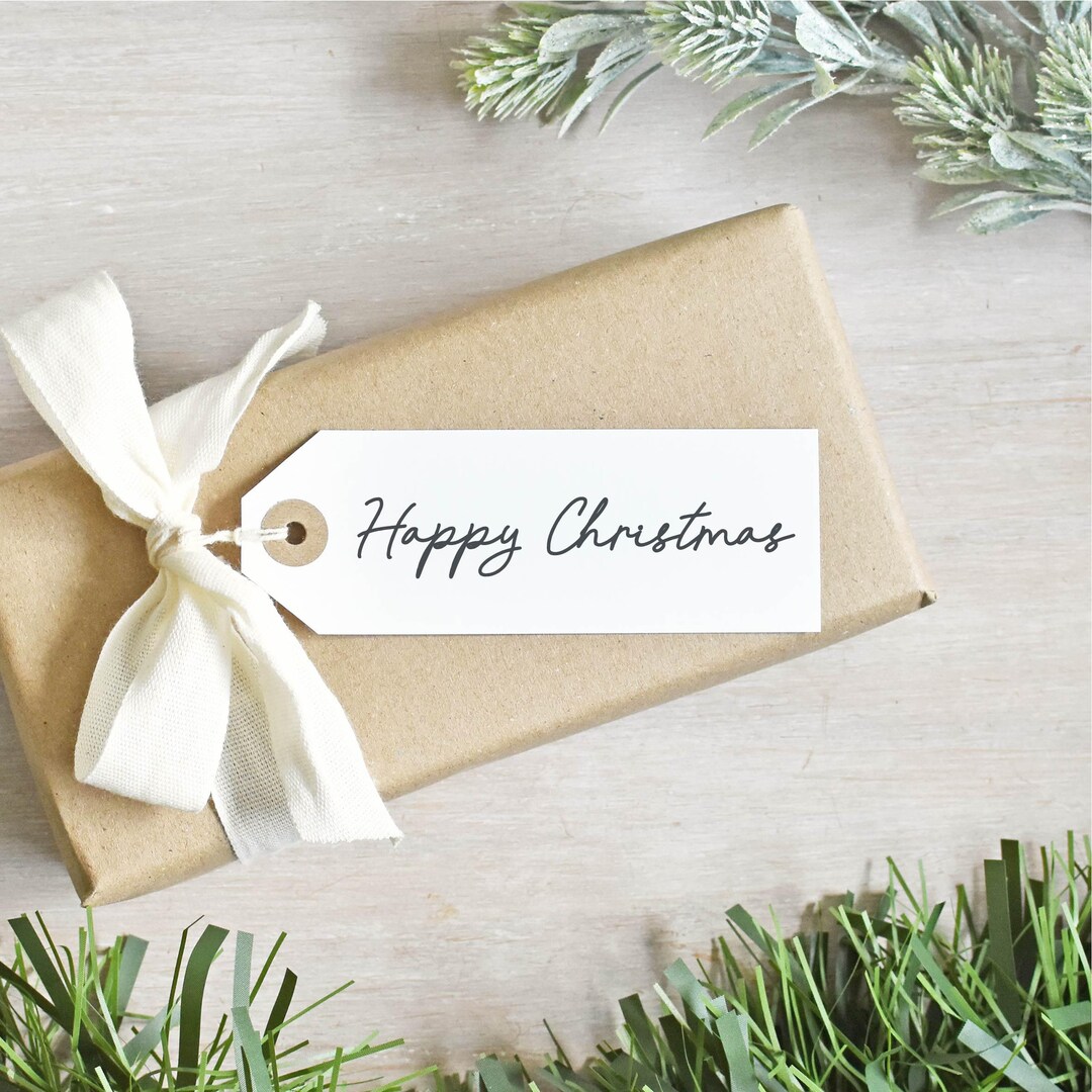Happy Christmas Script Rubber Stamp - Etsy