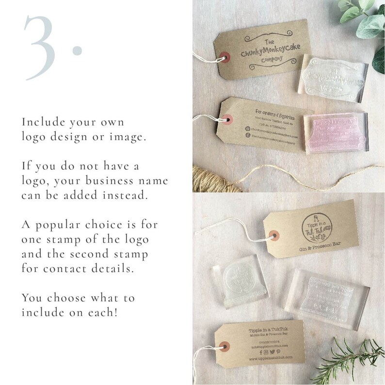 Double Business Card Stamp Set Custom Logo Stamp and Social | Etsy