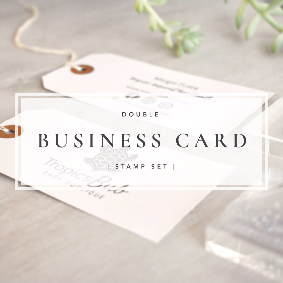 Double Business Card Stamp Set Custom Logo Stamp and Social - Etsy UK
