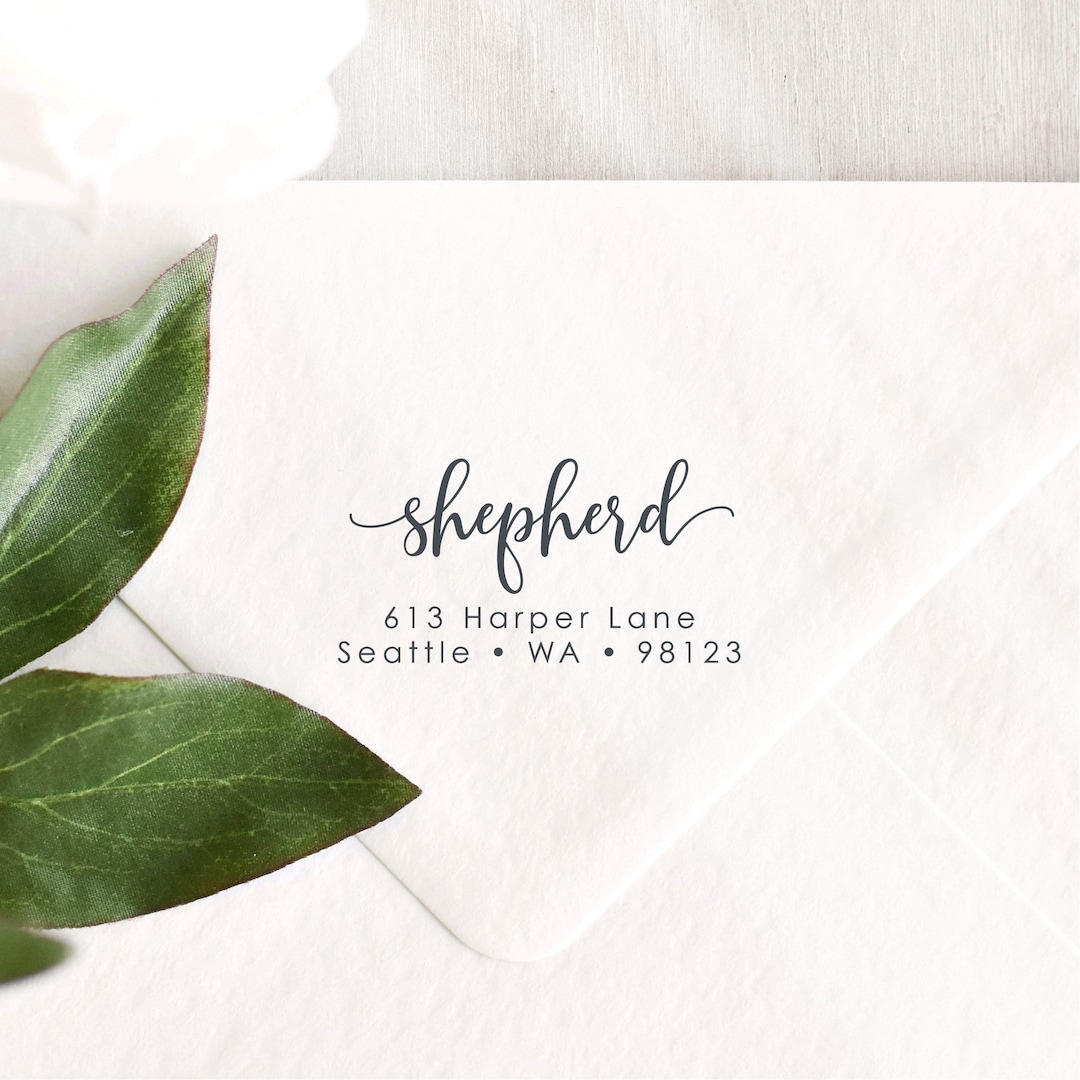 Calligraphy Return Address Stamp - Etsy