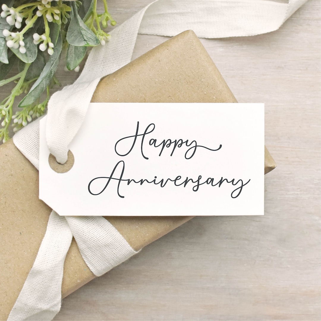 Happy Anniversary Script Rubber Stamp - Etsy