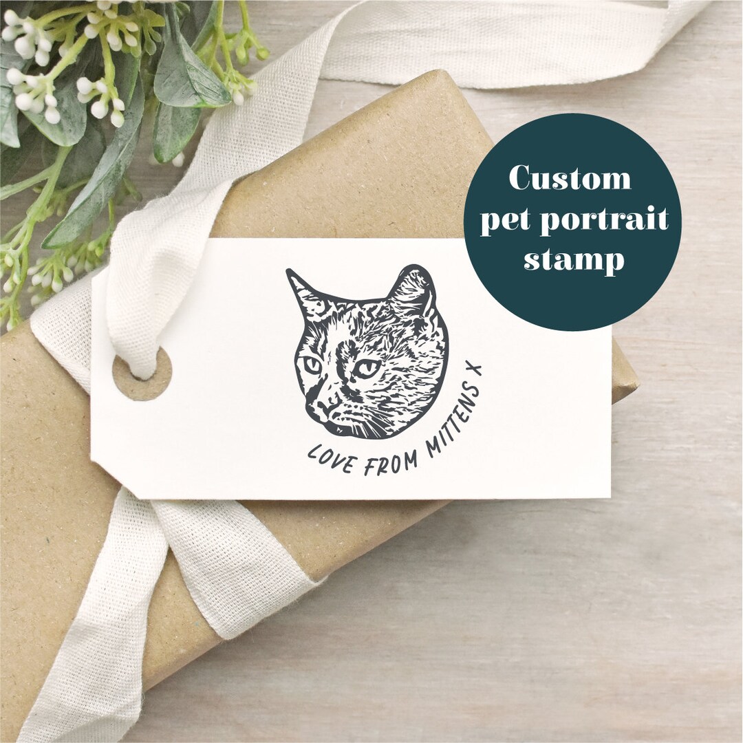 Personalised Pet Portrait Stamp Custom Cat Stamper Gift for Cat Lover ...