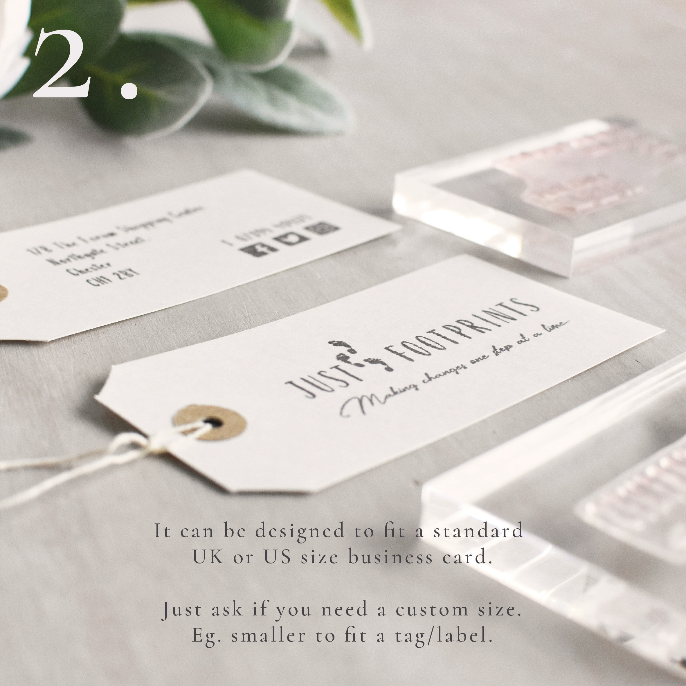 Double Business Card Stamp Set Custom Logo Stamp and Social | Etsy