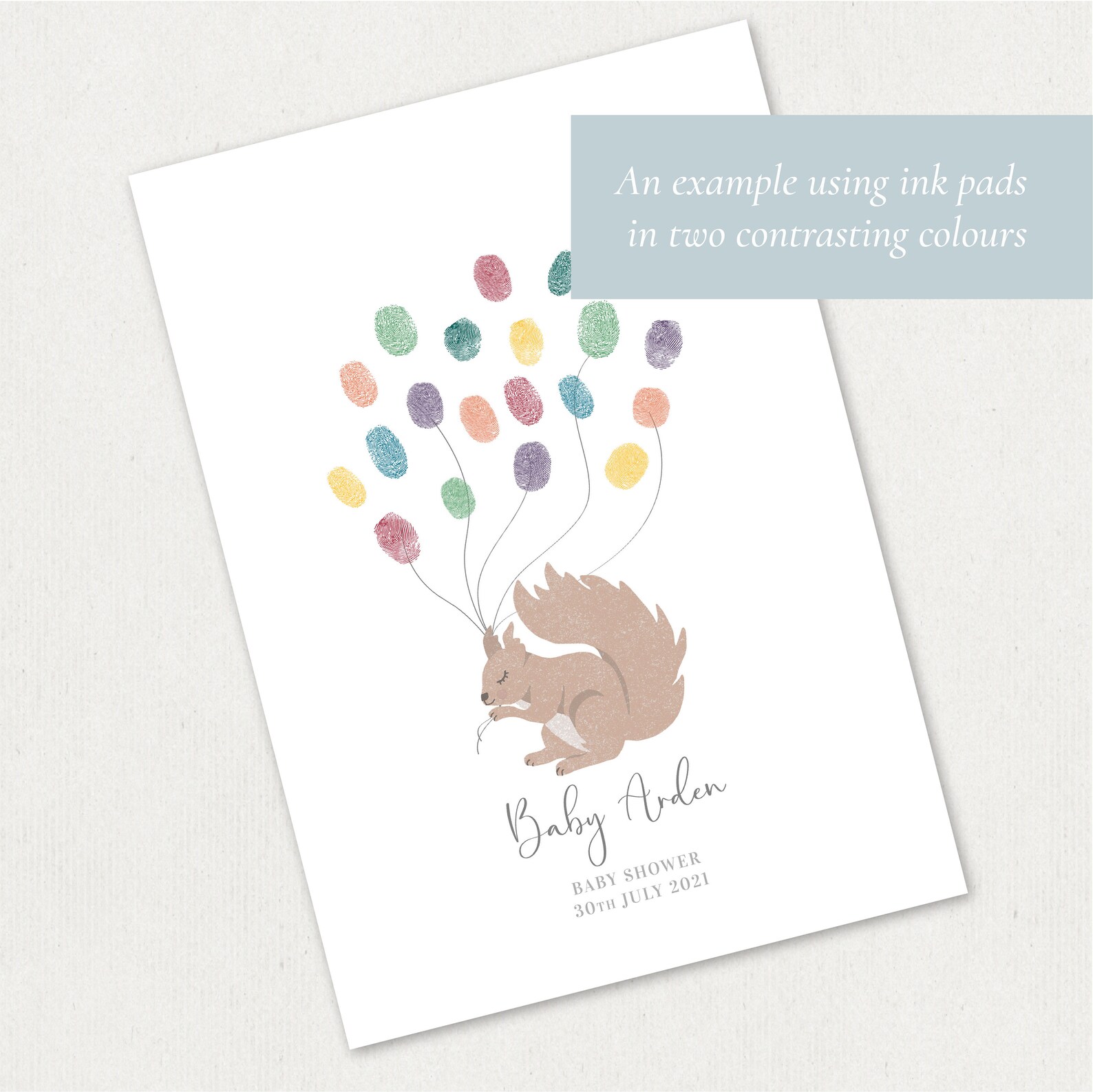 Squirrel Fingerprint Guest Book Baby Shower Print Gender - Etsy UK