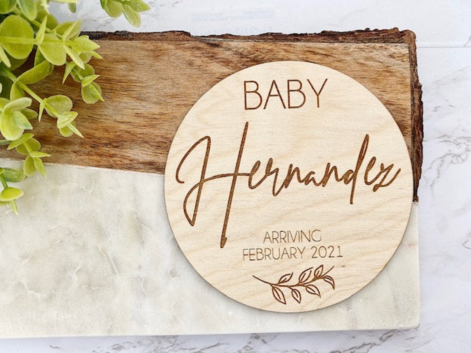 Baby Announcement Disc Personalized Baby Sign New Baby - Etsy