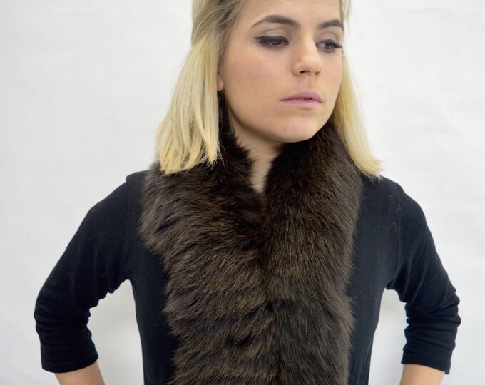 Real Brown Fox Fur Scarf , Wrap, Infinity Collar Pelt. - Etsy