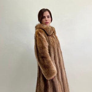Real Crystal Raccoon Fur Coat With Big Collar, Natural Tan Brown Full ...