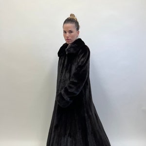 Real Black Let Out Godet Mink Superior Fur Long Coat in Supple Male ...