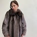 Real Grey Raccoon Fur Coat With Big Collar, Natural Grey Cross Full ...