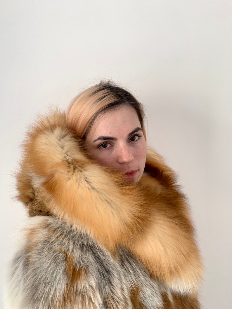 Real Fox Fur Coat Canadian Red Fox Fur Hooded Coat. Genuine | Etsy