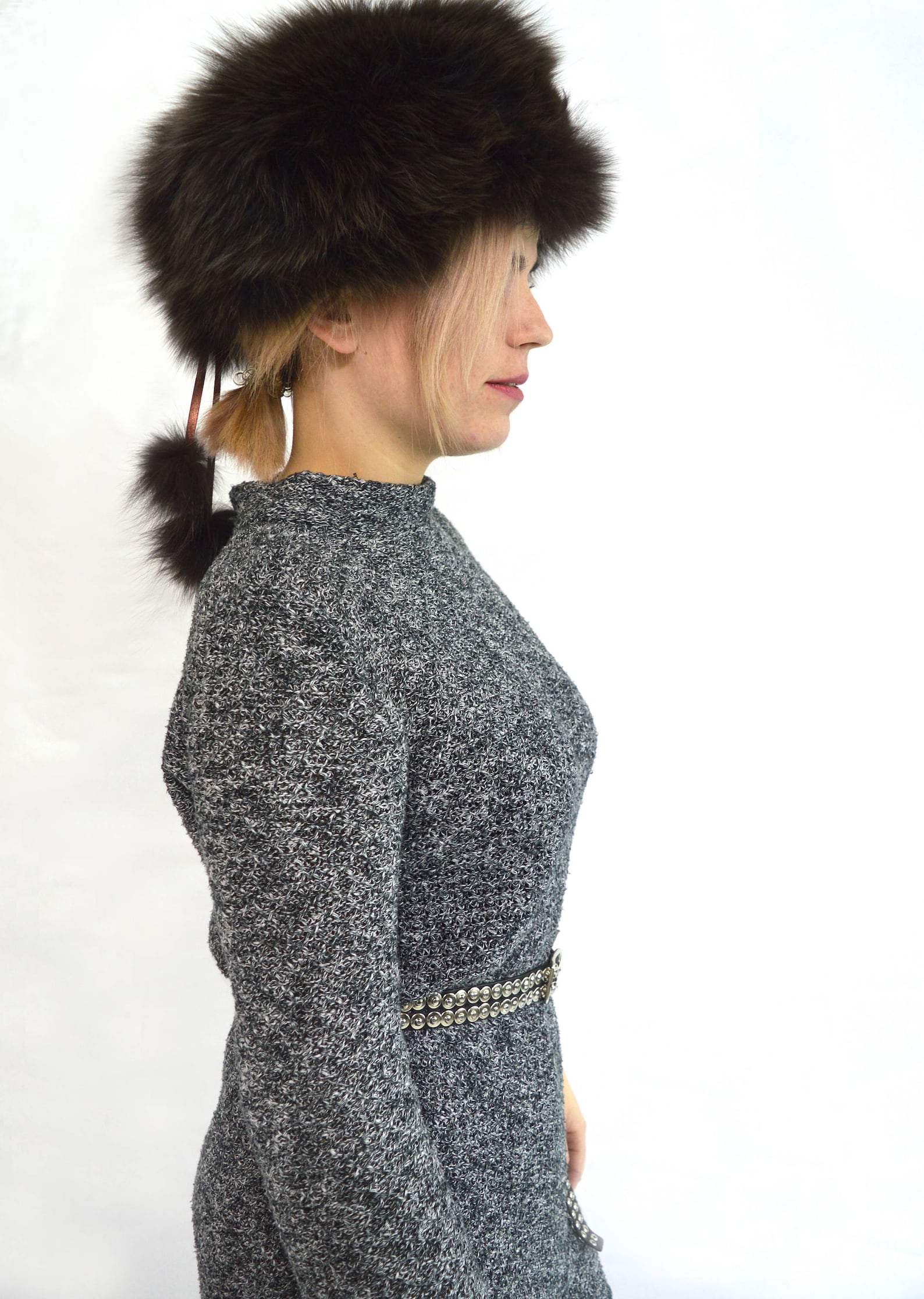 Real Fur Hat Brown Fox Fur Hat Winter Fur Cap Blue Fox Fur - Etsy
