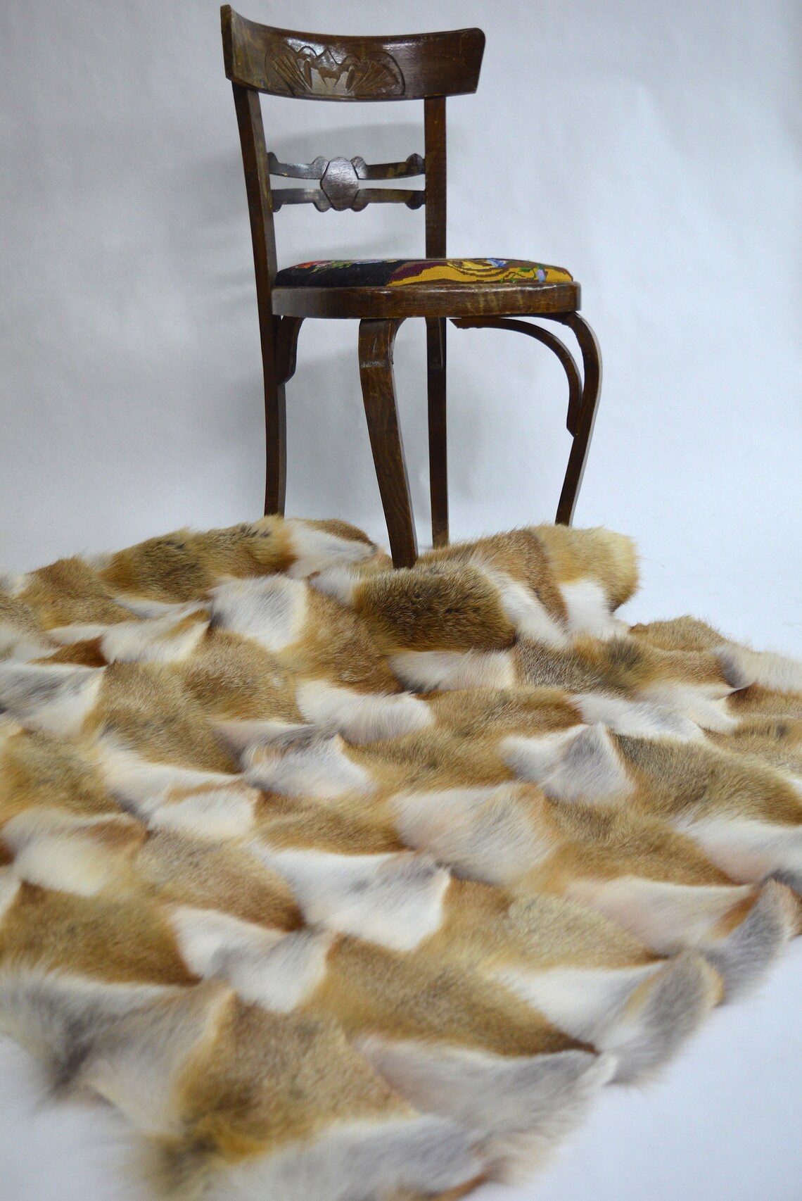 Real Fox Fur Throw Bedding Real Fur Throw Bedspread Gold Fox - Etsy