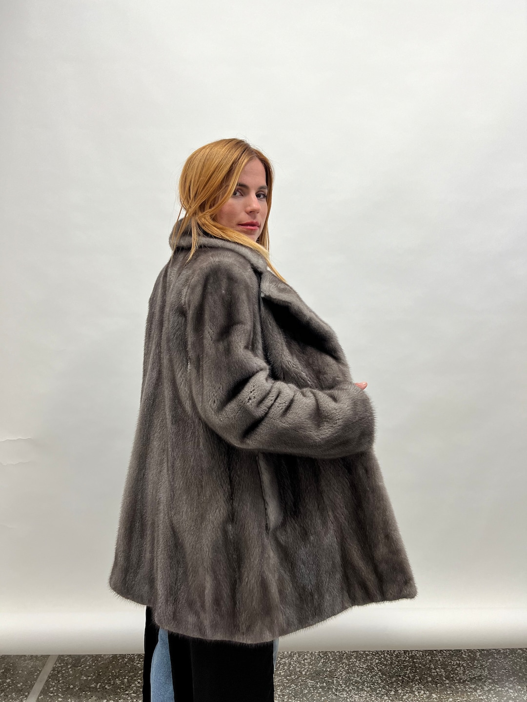 Saga Mink Fur Coat: Blue Iris Notch Collar, Let Out Technique - Etsy