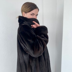 Real Mahogany Let Out Godet Mink Superior Fur Long Coat in Supple Male ...