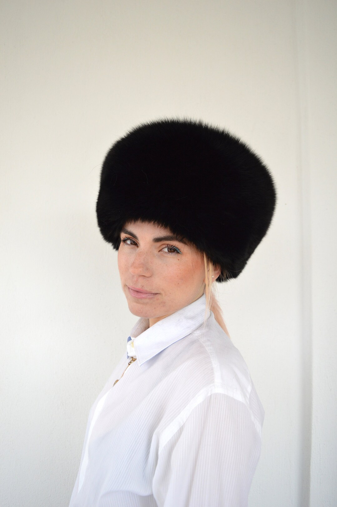 Real Black Fox Fur Cossack Hat: Winter Head Warmer - Etsy