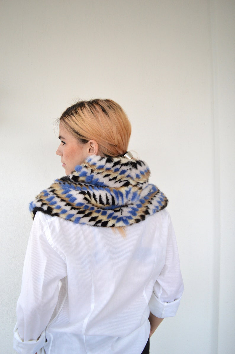 Real Mink Fur Cowlinfinity Fur Scarf in Pixelated Mink - Etsy