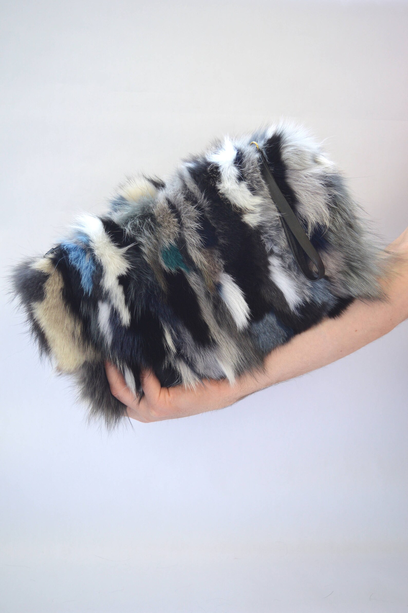 Real Fox Fur Bag Real Fur Clutch Bag Genuine Leather Handbag | Etsy