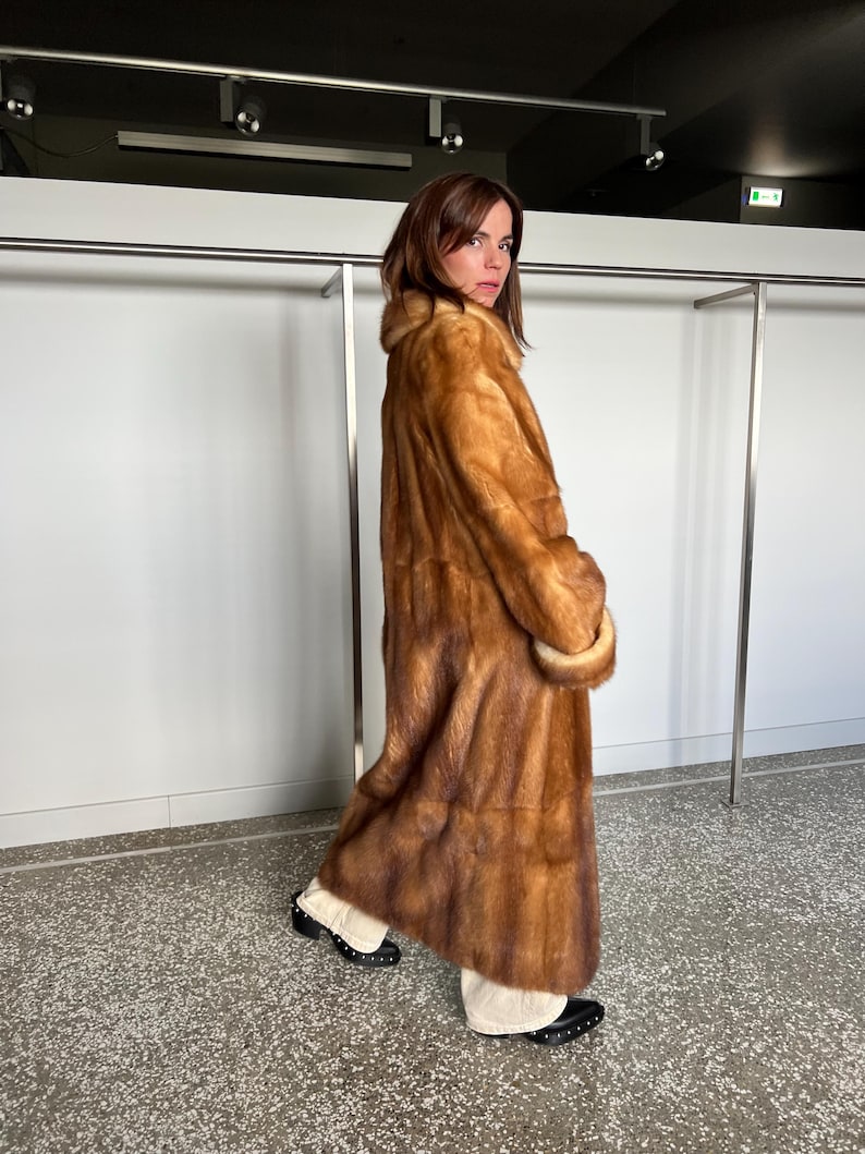 Handmade Golden Mink Fur Coat: Full Length Luxury Saga Stroller - Etsy