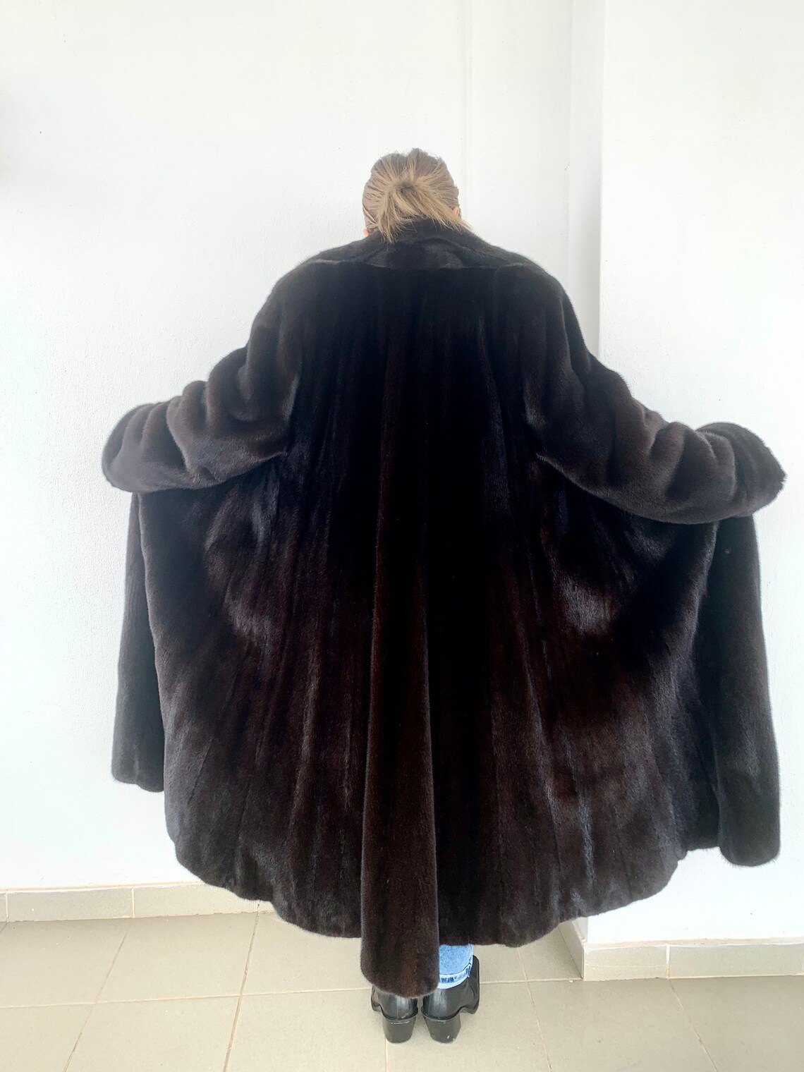 Real Mahogany Let Out Godet Mink Superior Fur Long Coat in - Etsy