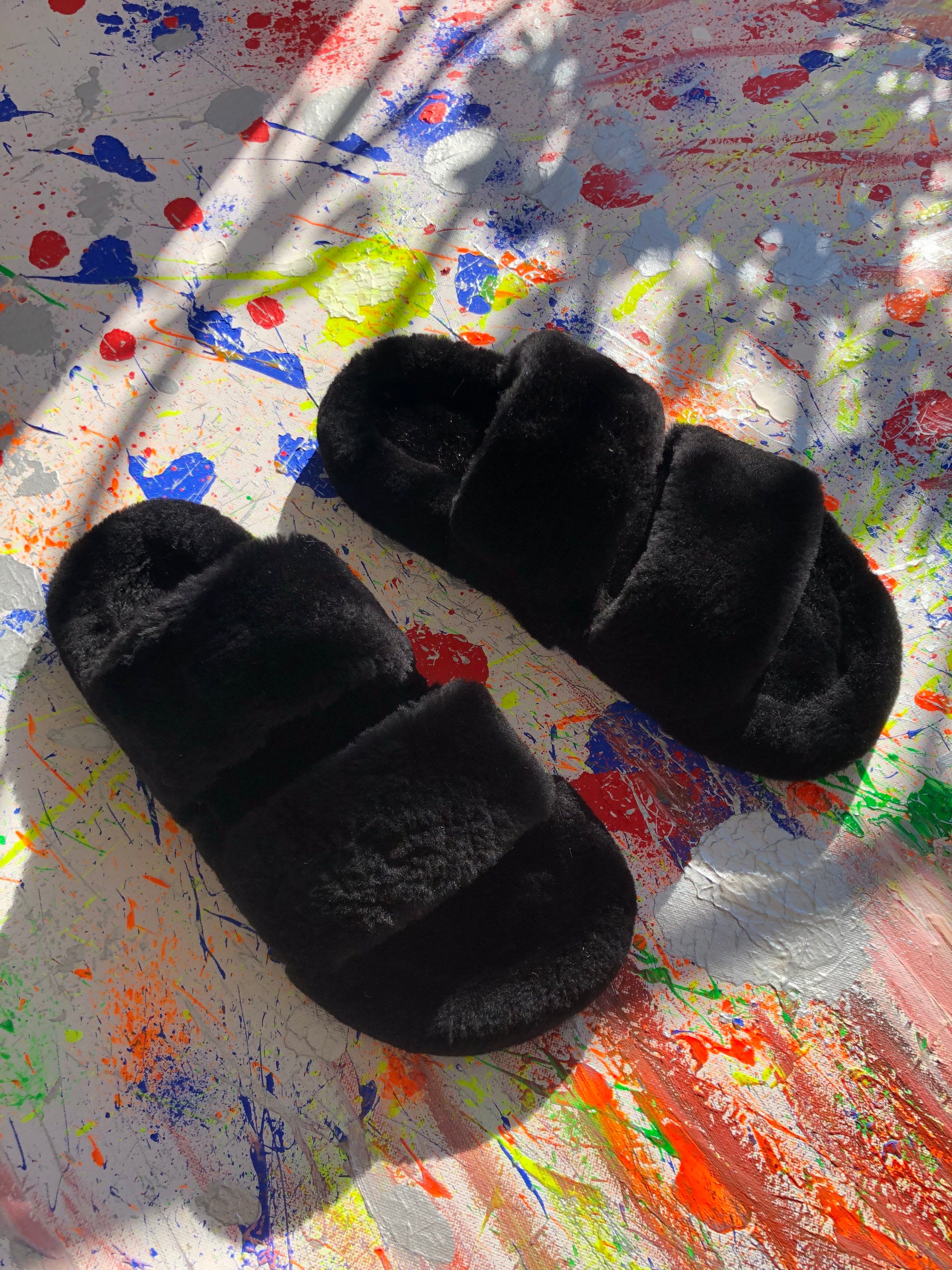 Real Fur Slides in Black Beaver Full Skin Rubber Fur Slippon - Etsy