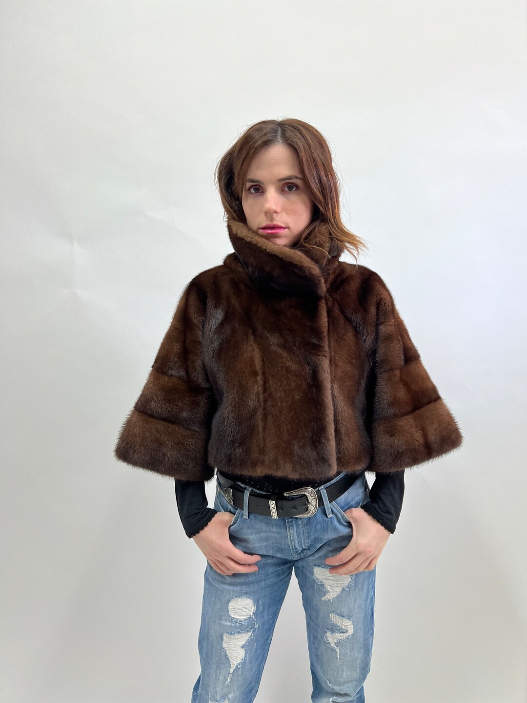 Saga Demi Buff Mink Fur Bolero Jacket - XS/S/M - Etsy