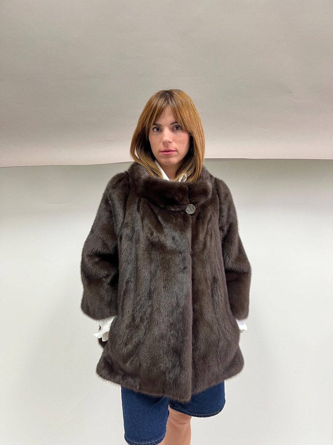 Saga Quality Chestnut Mink Fur Jacket: Edgy Stand up Collar - Etsy