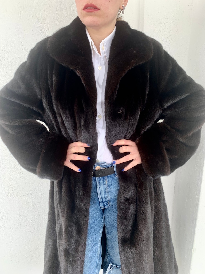 Real Mahogany Let Out Godet Mink Superior Fur Long Coat in - Etsy
