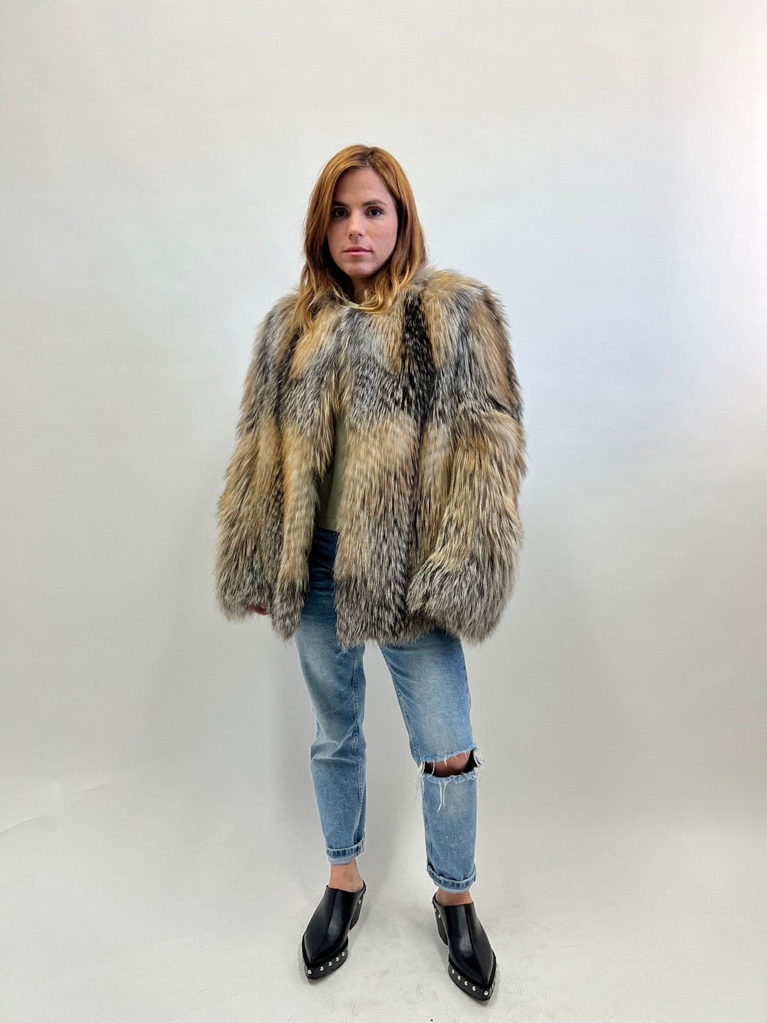 Real Gold Cross Fox Fur Jacket - Stylish Luxury Gift - Etsy
