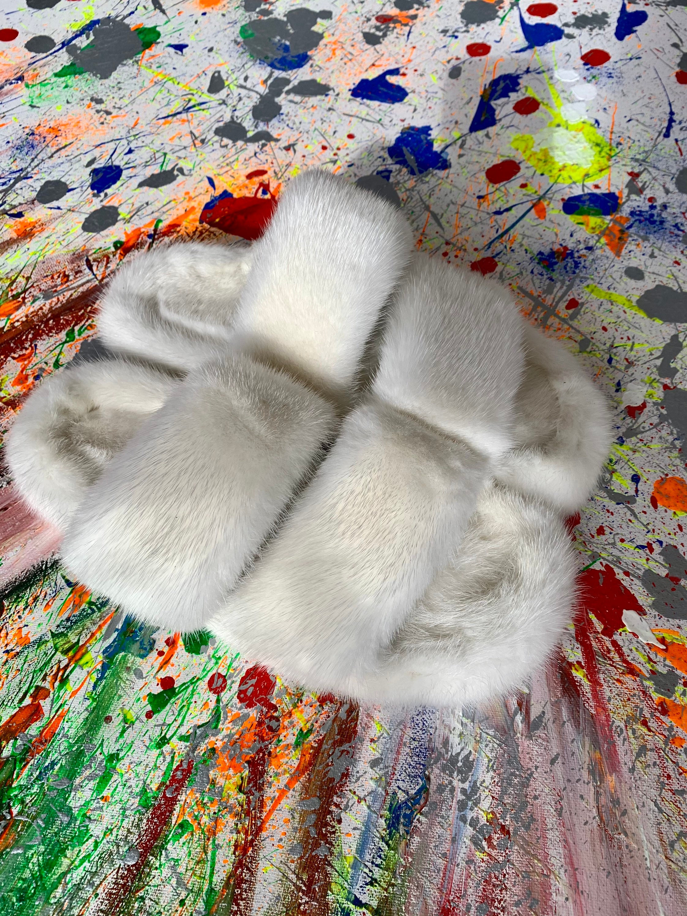 Real Fur Slides in Red Mink Full Skin Rubber Fur Slippon - Etsy