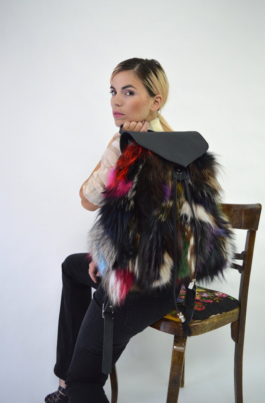 Real Fox Fur Leather Backpack: Handmade Rucksack Laptop Bag - Etsy