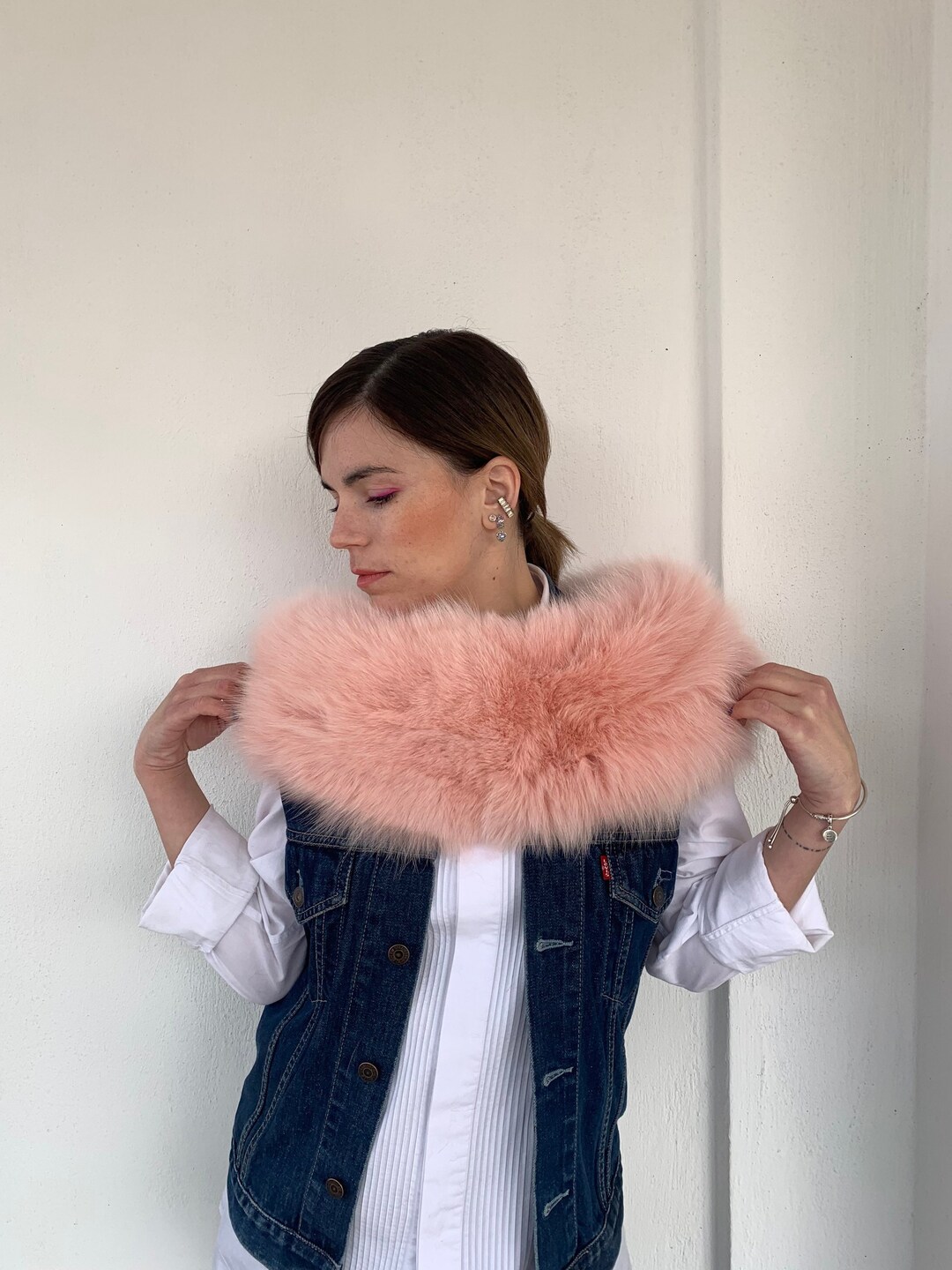 Real Pink Fox Fur Collar, Lavish Fur Scarf for Stroller. Supple Fur ...