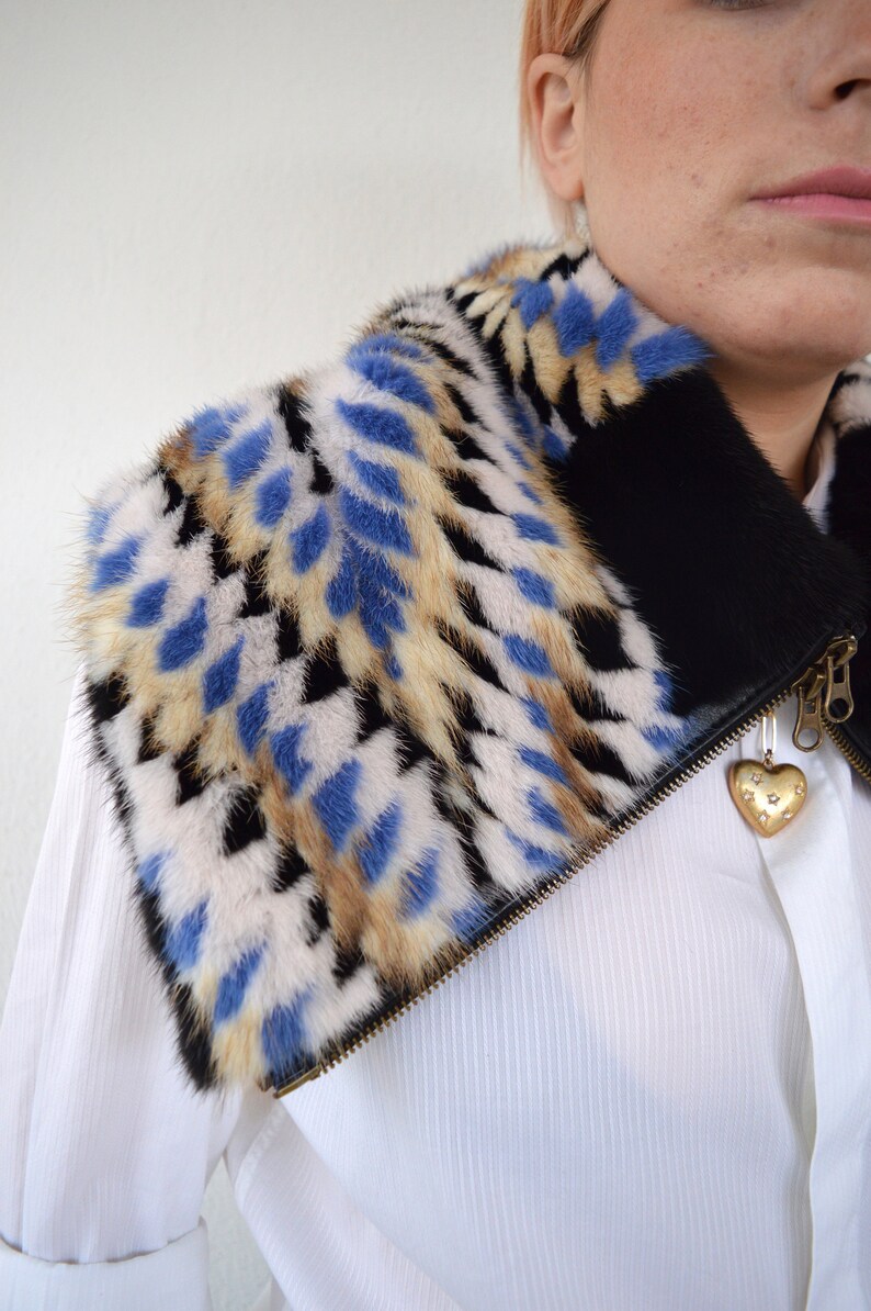 Real Mink Fur Cowlinfinity Fur Scarf in Pixelated Mink - Etsy