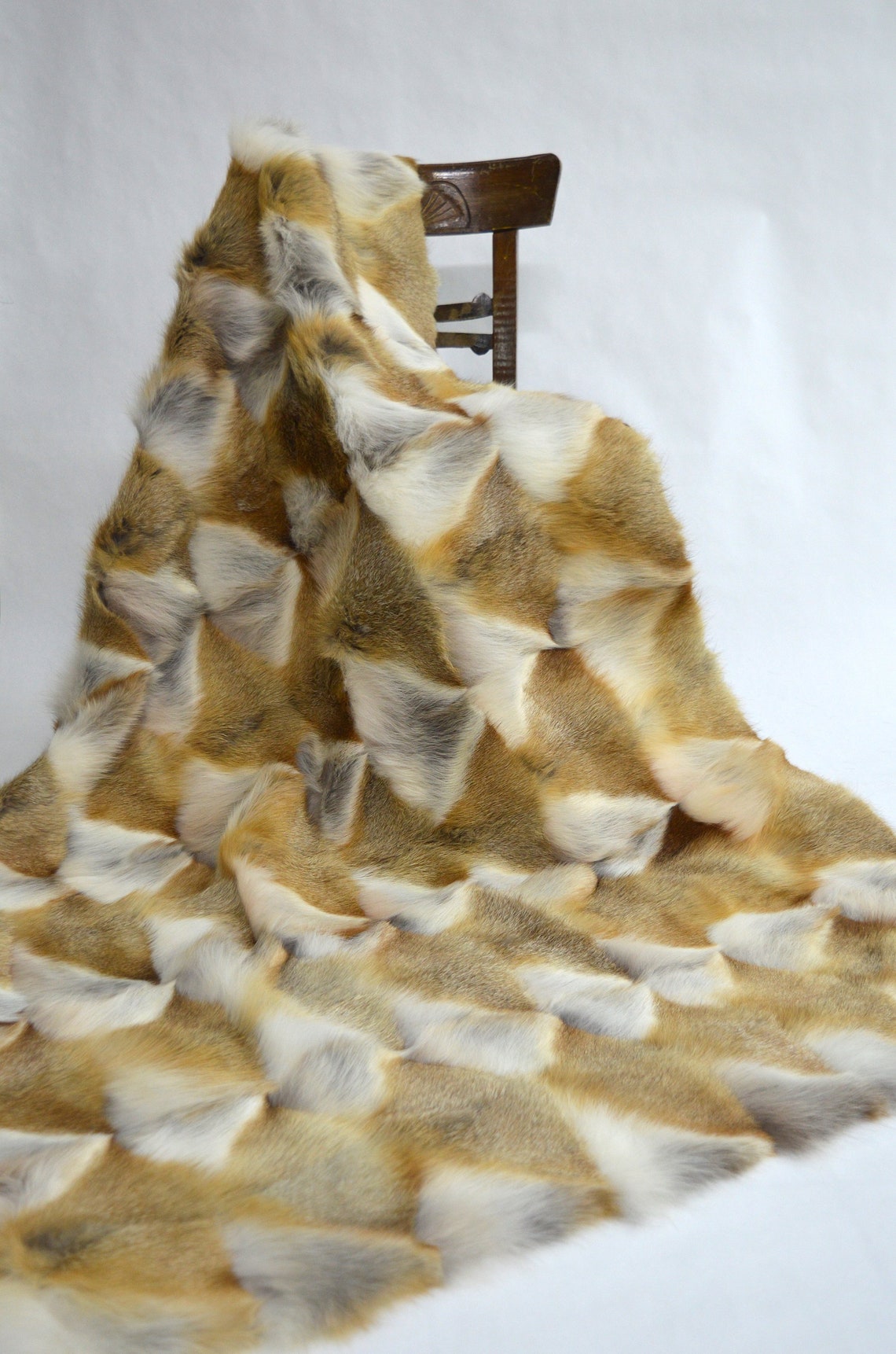 Real Fox Fur Throw Bedding Real Fur Throw Bedspread Gold Fox - Etsy