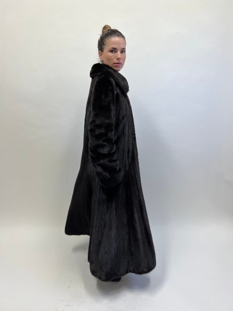 Real Black Let Out Godet Mink Superior Fur Long Coat in Supple - Etsy