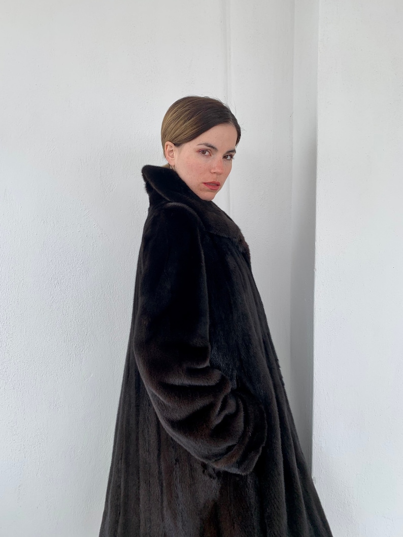 Real Mahogany Let Out Godet Mink Superior Fur Long Coat in - Etsy