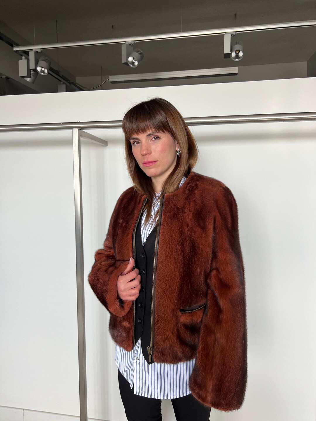 Copper Mink Fur Jacket: Saga Mink, Zipped Pockets, Xsmall - Etsy